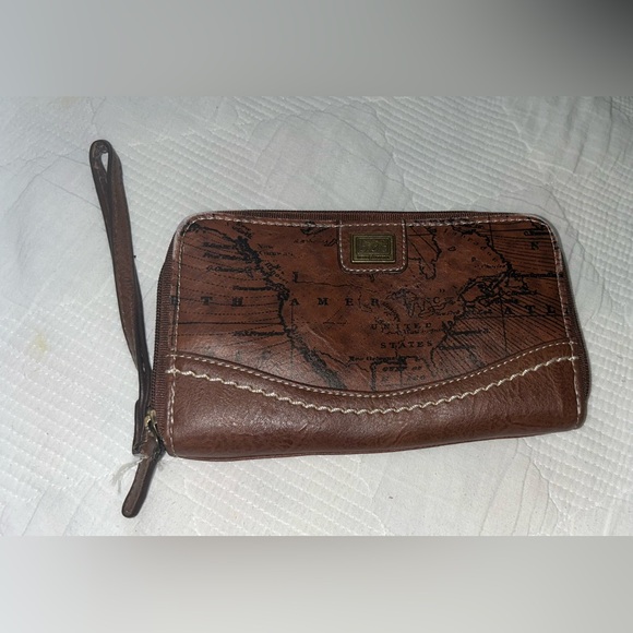 b.o.c. | Bags | Boc Brown Leather World Map Wallet | Poshmark